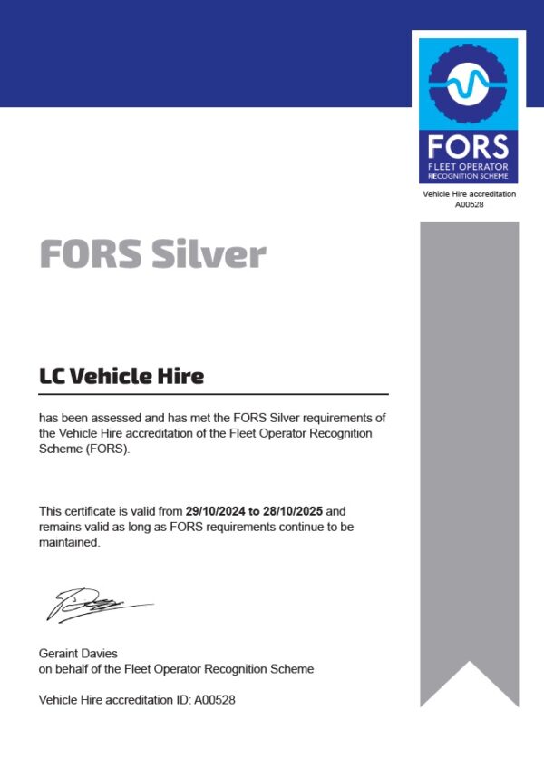 FORS Accreditation - LC Vehicle Hire